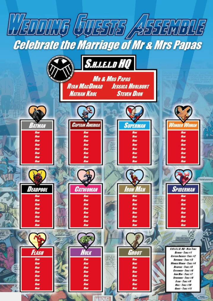 Marvel table plan – Creative Snug Design